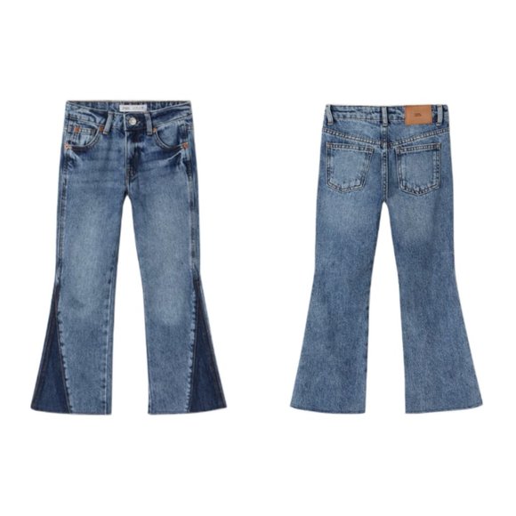 Zara | Bottoms | Zara Colour Block Flared Jeans Blue 229573 | Poshmark